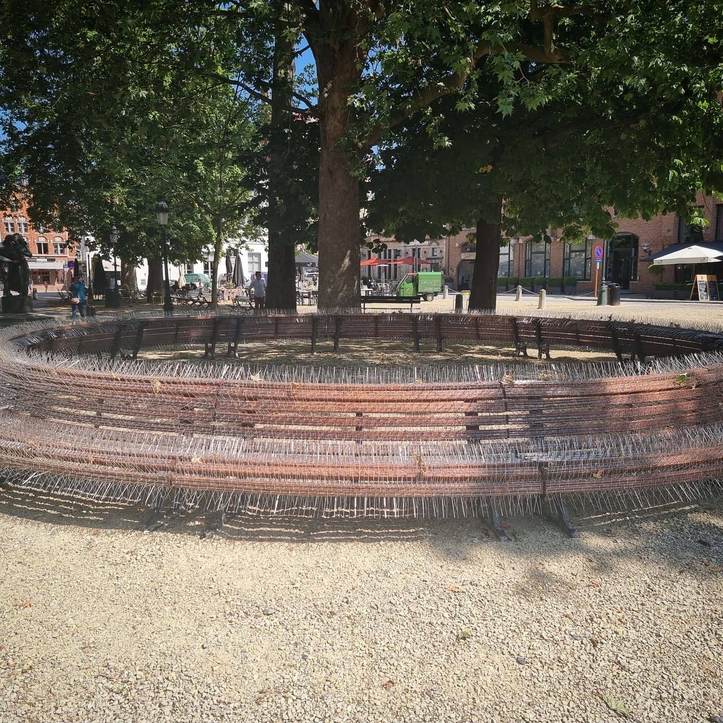 A bench covered in shiny pins. ‘Inner Circle’ – Crip HumAnimal